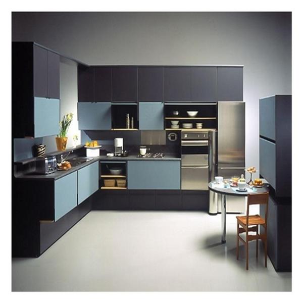 Quality Stylish CLASSIC Style Blue Lacquered Solid Wood Kitchen Cabinets with Drawer for sale