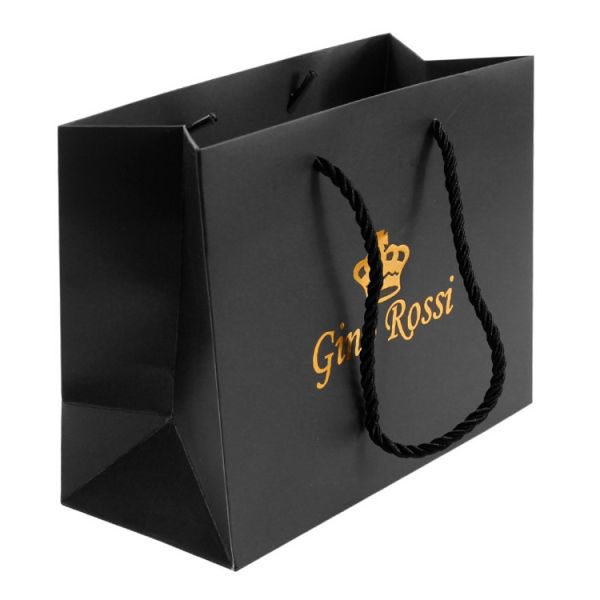 Quality Black Paper Gift Bags With Handle Luxury Custom Clothing Packaging Bags for sale