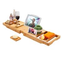 Quality ODM Expandable Bath Caddy Bamboo Wood Bath Tub Tray Eco Friendly for sale