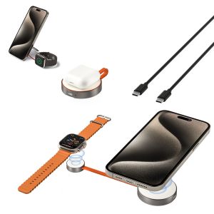 Quality Magnetic Metal Iphone 15 Pro Max Charger Wireless Apple 3 In 1 Charger for sale