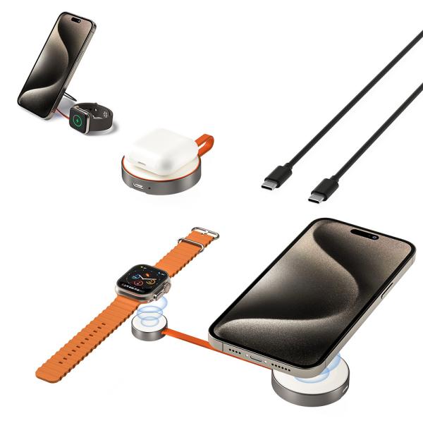 Quality Magnetic Metal Iphone 15 Pro Max Charger Wireless Apple 3 In 1 Charger for sale