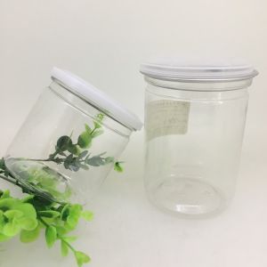 Quality Aluminum Pull Tab Lid Clear Plastic Cylinder Containers/Food Packaging Canister for sale