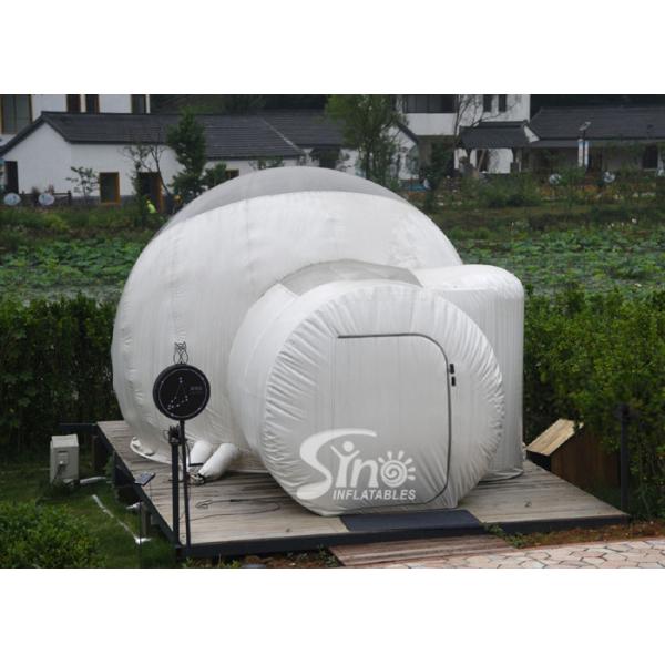Quality 4m Outdoor Transparent Inflatable Camping Bubble Tent With Frame Tunnel Entrance for sale