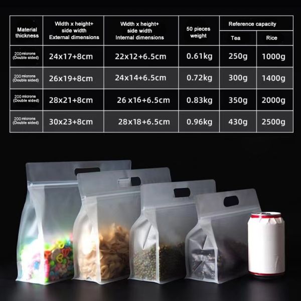 Quality Transparent Ziplock Bag Flat Bottom Clear Plastic Bags with Handle Food for sale
