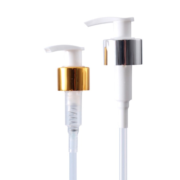 Quality Custom Color 28/410 Aluminum Shiny Gold Shiny Silver Lotion Pump for Cosmetic Packaging for sale