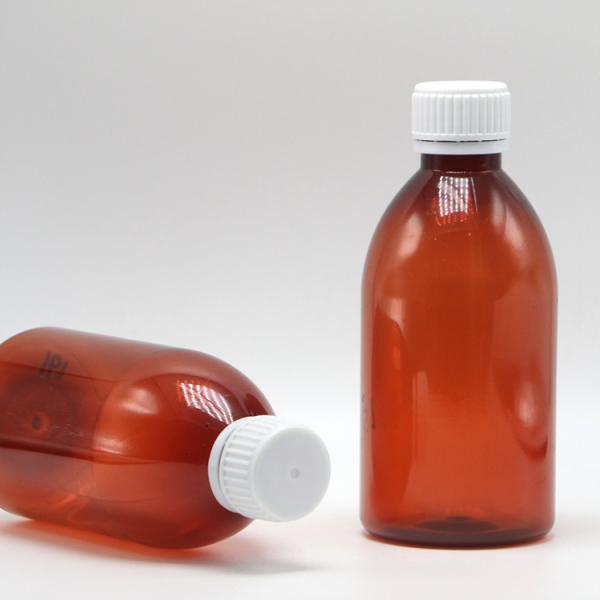 Quality 250ml Round Amber Prescription Pharmacy PET Liquid Medicine Scaled Container for sale