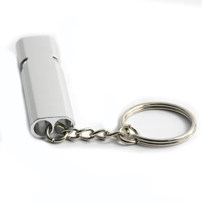 Outdoor Portable Emergency Survival Whistle Double Tube High Frequency Aluminum Camping Rescue Whistle