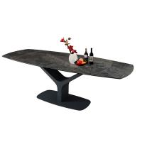 Quality Extension Ceramic Top Dining Table Tempered Glass Heavy Duty Steel Frame for sale