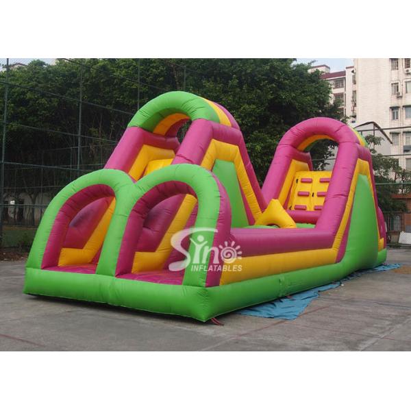 Quality 12m long giant commercial inflatable obstacle course with big slide for kids for sale