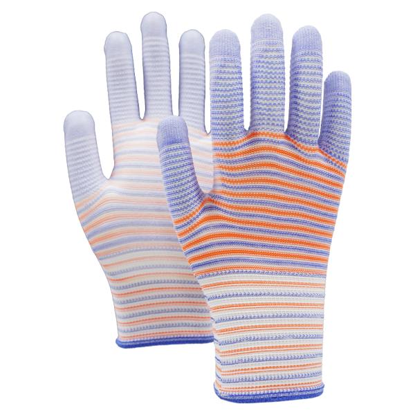 Quality 13 Gauge Polyester PU Palm Coated Gloves With Zebra Design for sale