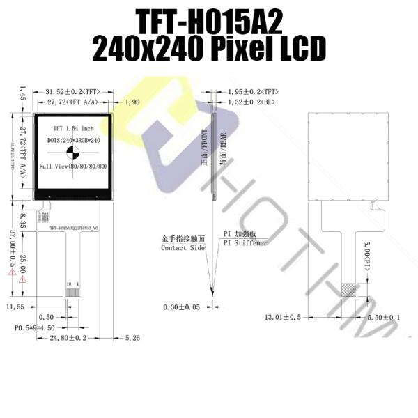Quality 1.54 inch TFT square 240*240 resolution outdoor instrumentation for sale