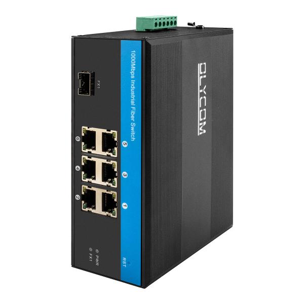 Quality DC24V Industrial Network Switch Gigabit 6 Port Ethernet SFP Fiber Unmanaged DIN for sale
