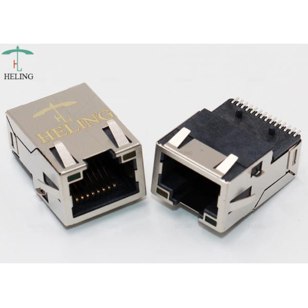 Quality Side Entry Offset Overhangs PCB Magnetic RJ45 Jack With EMI Finger for sale