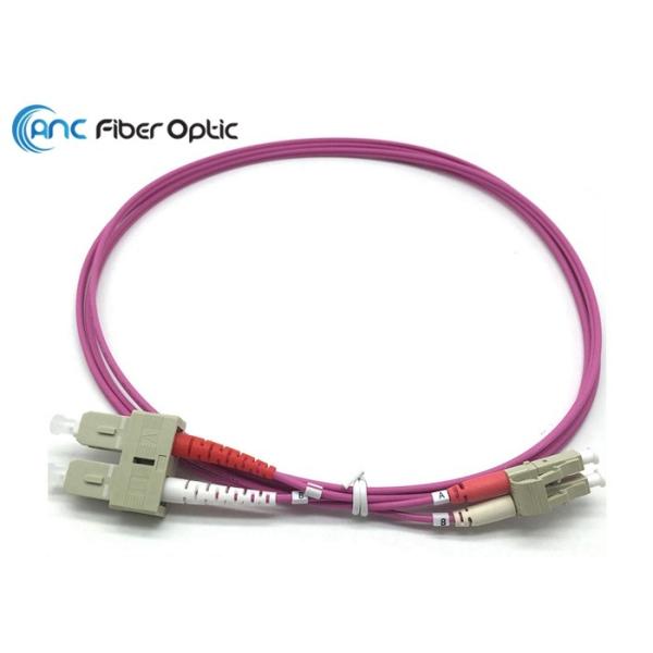 Quality LC To SC Fiber Patch Cable Violet OM4 50 / 125 Duplex Bend Insensitive for sale