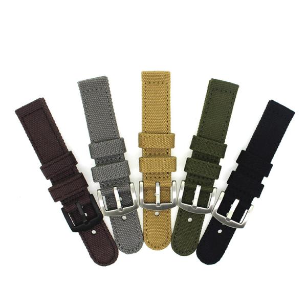 Quality 24mm Canvas Leather Watch Strap for sale