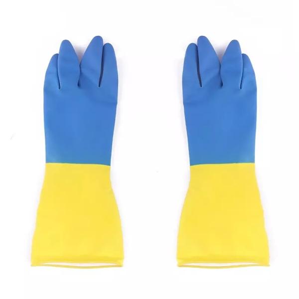 Quality Bicolor Chemical Resistant Latex Gloves Garden Dish Washing Latex Chemical Gloves for sale