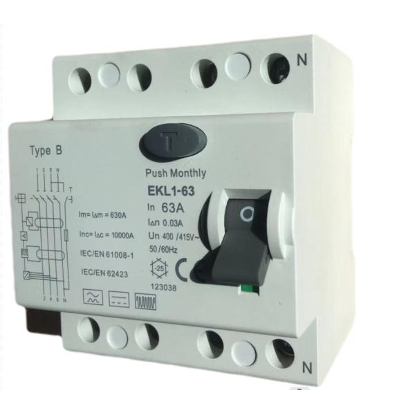 Quality DC 6mA 4P Residual Type B RCCB Circuit Breaker For Wallbox Charger IP20 for sale