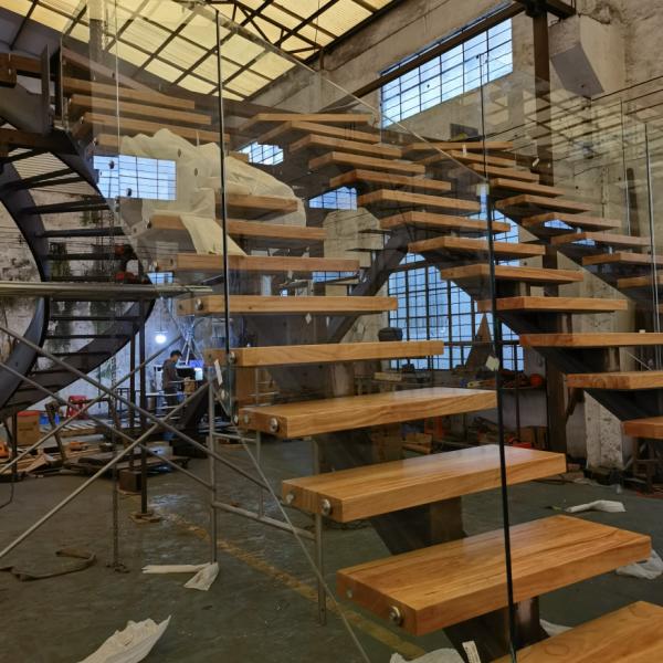 Quality Flat Curved Tempered Stair Railing Glass Stainless Steel Glass Tread for sale