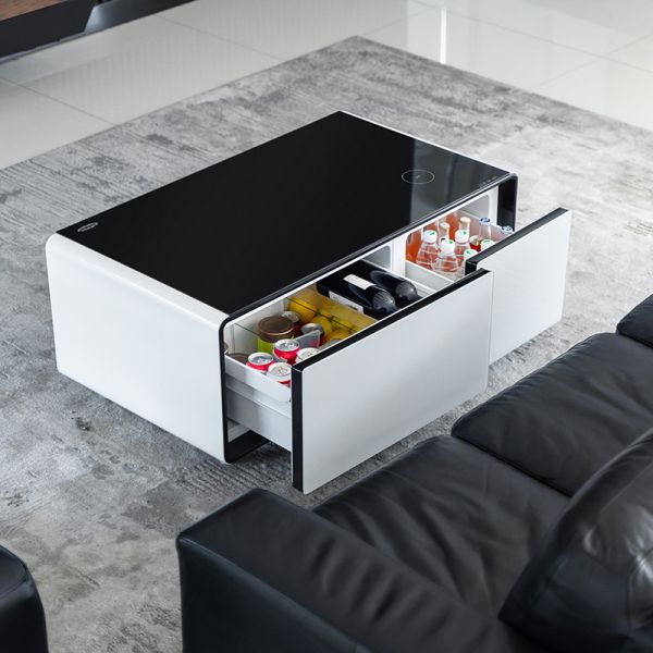 Quality LED Light Coffee Table with Fridge Drawers and Cooling Storage 1020*585*472 for sale