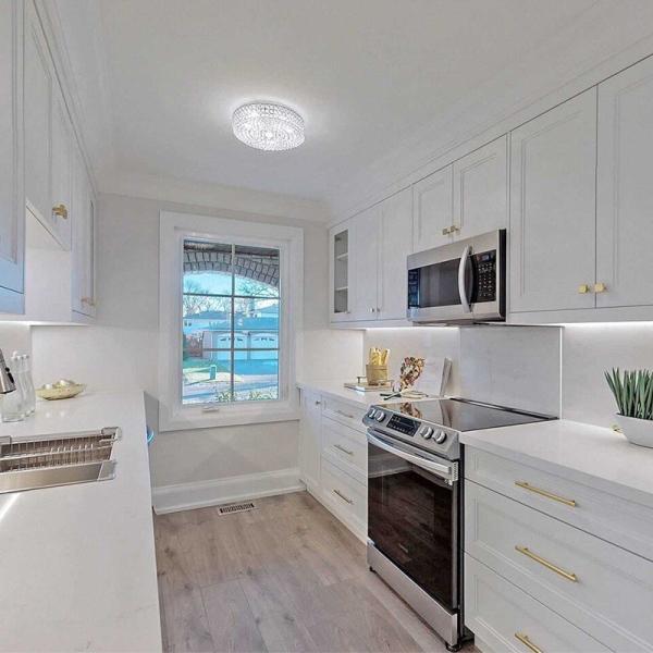 Quality Custom Size Waterproof Smart Wood Kitchen Cabinets with Sink Fireproof Shaker for sale