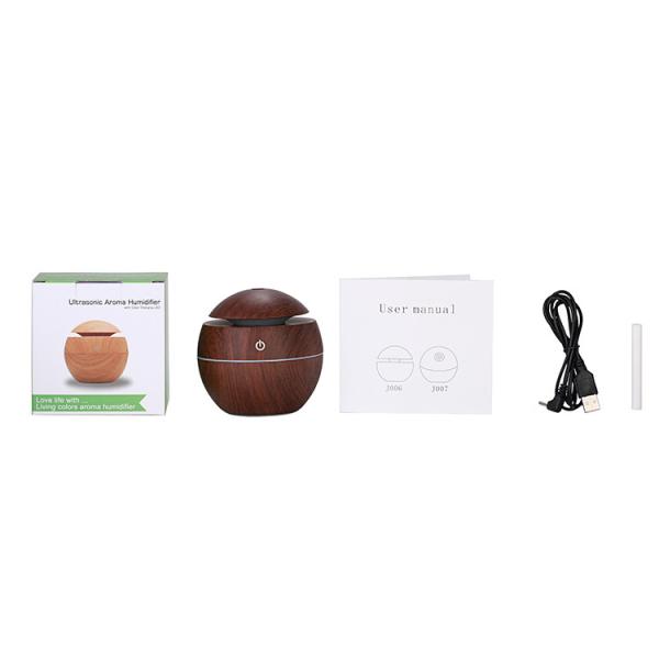 Quality Other Function Portable Mini Ultrasonic USB 130ML Wood Grain Humidifier with Led for sale