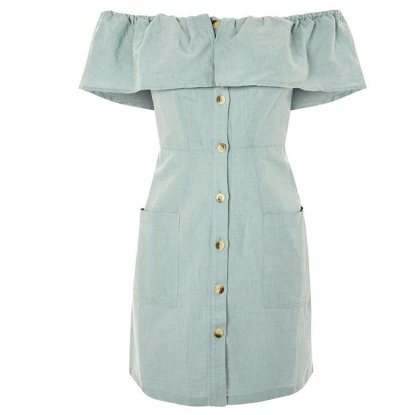 Quality Clothing Women Off Shoulder Dresses Bardot Linen Ruffle Dress for sale