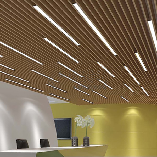 Quality Netted Mahogany Grain Color metal Baffle Ceiling U Shaped for sale