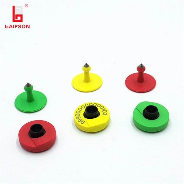 Quality Mini Electronic Red Yellow RFID Animal Ear Tag For Sheep Cattle Tracking for sale