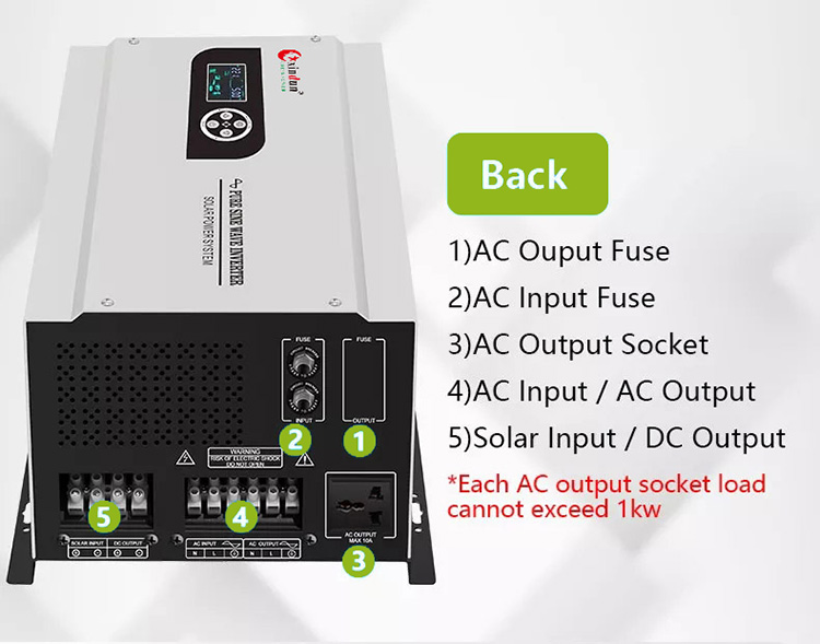 solar inverter charger 12v ac input output and solar input
