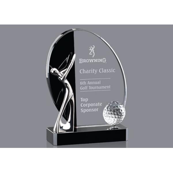 Quality Custom Logo Golf Trophy Cup With Metal Golf Figures & Crystal Golf Ball for sale