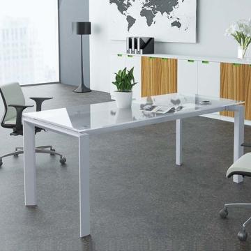 Quality H750mm Office Conference Table Metal Legs Glass Meeting Desk for sale