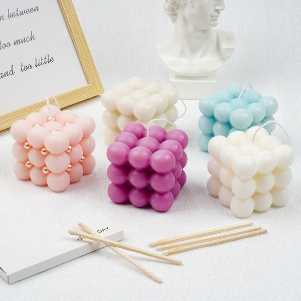 Quality Customized White Soy Rubix Cube Luxury Big Scented Bubble Candles for sale