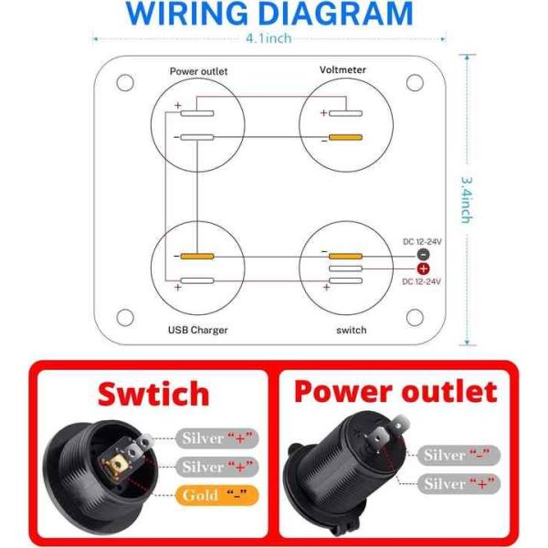 Quality Waterproof Dual QC3.0 36W Car Charger Adapter ABS PC Voltage Display Switch for sale