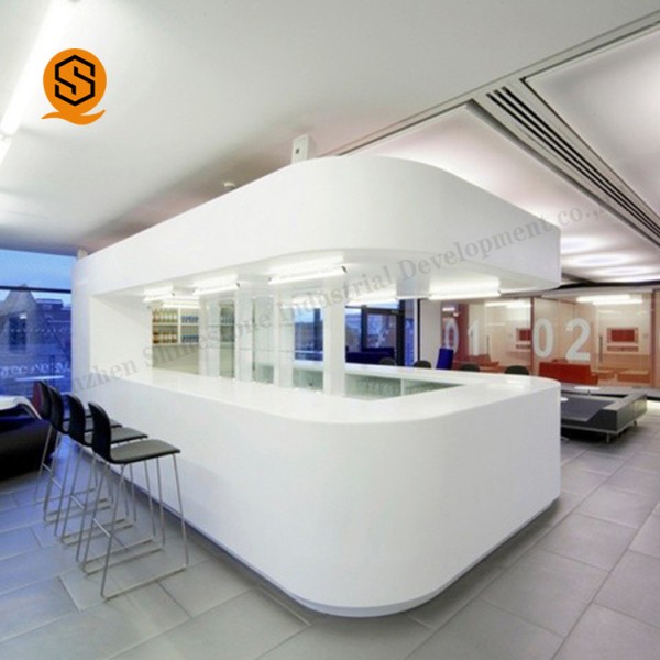 Quality 5m Solid Surface Reception Desk Airport Front Desk Fire Resistant for sale