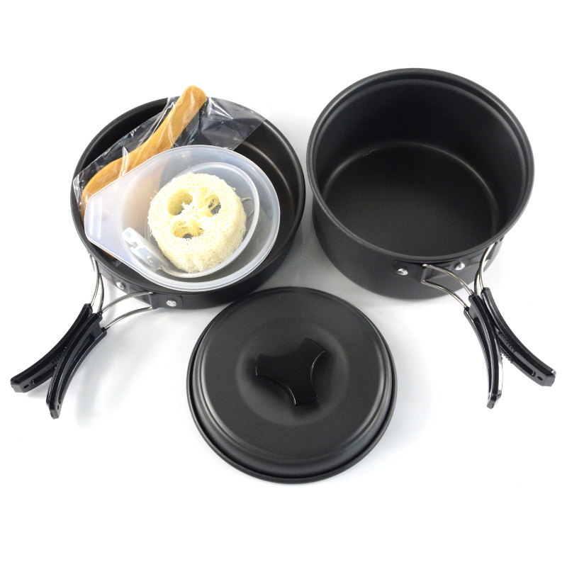 Outdoor Aluminum Non Stick Cookware Set Portable Camping Cooking Pot