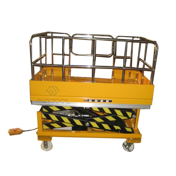 Quality Guardrail Access Mobile Lift Tables Small Mini Electric Mobile Scissor Lift Platform for sale