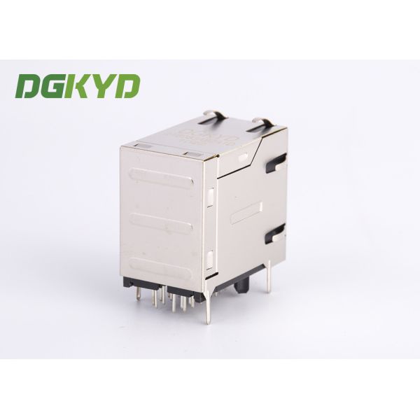 Quality 10/100 BASE 2x1 offset magnetic Network Connector, stacked rj45 modular jack for sale
