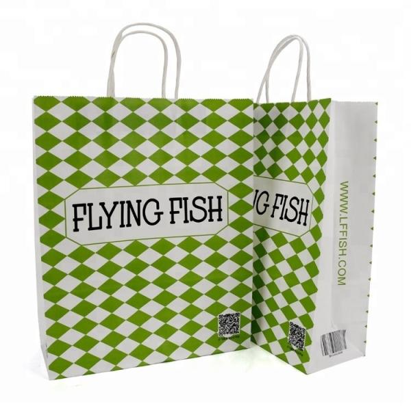 Quality Flexo Printing Kraft Twisted Handle Paper Bags Biodegradable With Logo Printing for sale