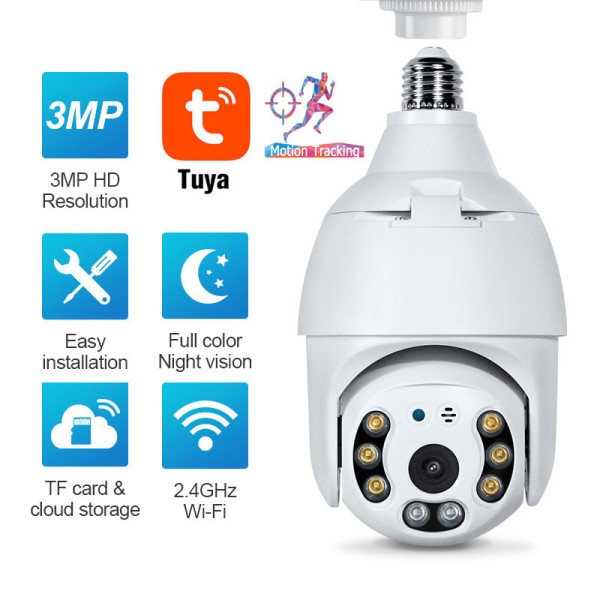 Quality 3MP Cctv Bulb Camera 360 Panoramic Tuya Smart CCTV Video Surveillance for sale