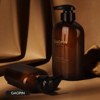 Quality 10.14oz 13.52oz Round Flat Plastic Shampoo Bottles Brown Eco Friendly for sale