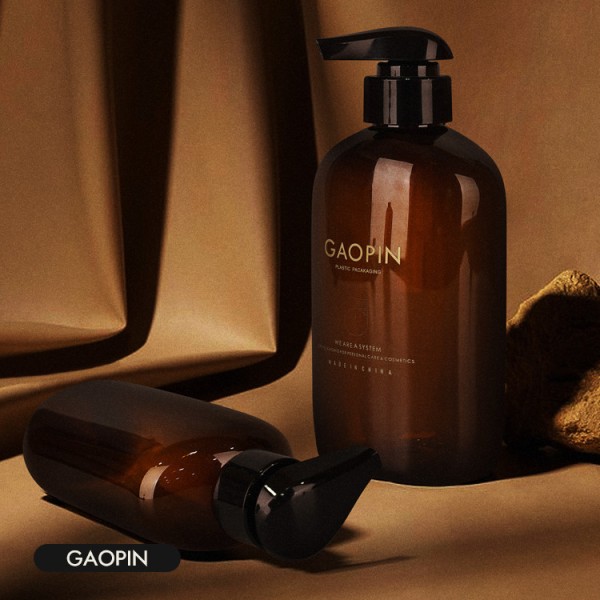 Quality 10.14oz 13.52oz Round Flat Plastic Shampoo Bottles Brown Eco Friendly for sale