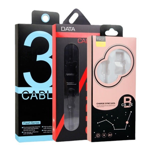 Quality CMYK Custom Art Coated Paper USB Cable Data Cable Packaging Box with Hanger Hole for sale