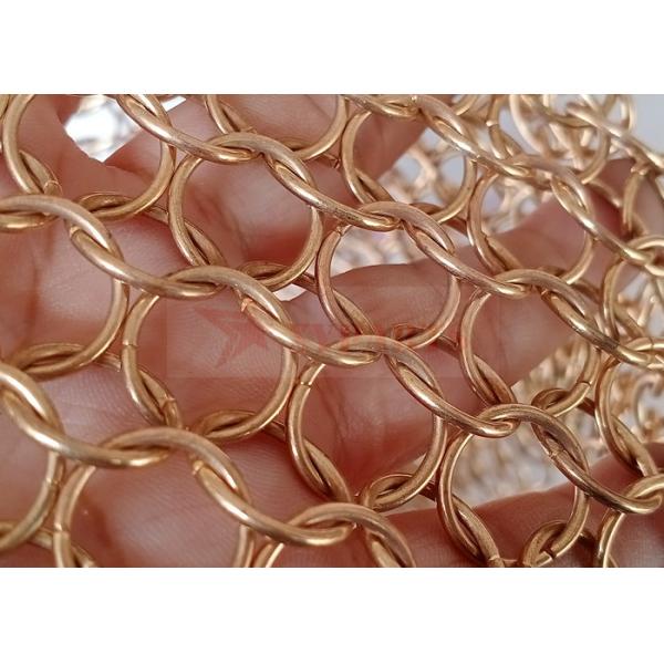 Quality Gold Color Stainless Steel 12mm Ring Mesh Curtain Indoors And Outdoors for sale