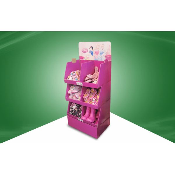 Quality Stack - up Cardboard Floor Display Stands , Disney Shoes PDQs Display for sale
