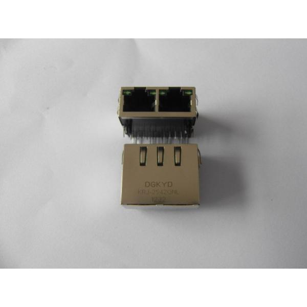 Quality 1 X 2 Port Gigabit Ethernet RJ45 Integrated Magnetic Connector with LED for sale