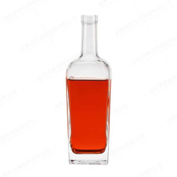 Quality Customized Glass Bottle 70cl 75cl Square Whiskey Spirit Glass Bottle with Custom Cork for sale