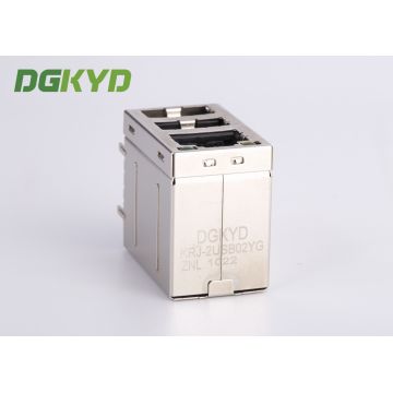 Quality Cat3 RJ45 Connector Stack Over Dual USB 2.0 A Type With Y/G Led for sale