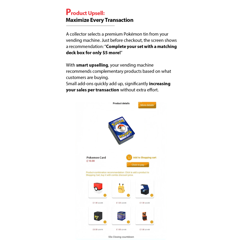 You can set a bundle sale discount for your tcg vending machine, it can encourage customers buy more products