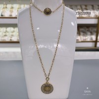 Quality Luxury Brand Jewelry Set Stainless Steel Sun Pattern Bracelet pendant necklace for sale