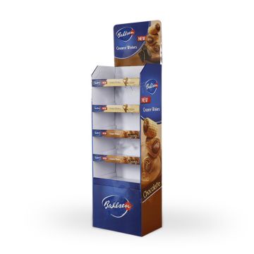 Quality cardboard pop up display stands 4 layers small cardboard displays biscuit for sale
